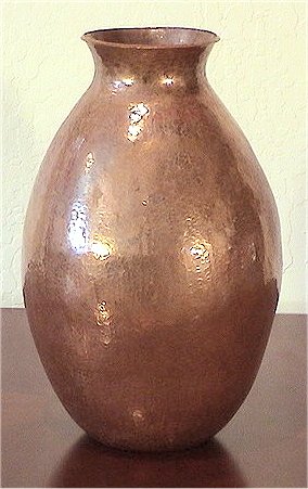 Arts & Crafts Hammered Round Copper Vase
