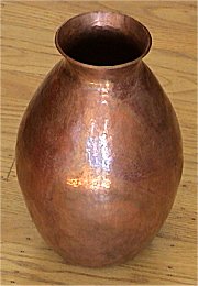 Arts & Crafts Hammered Round Copper Vase