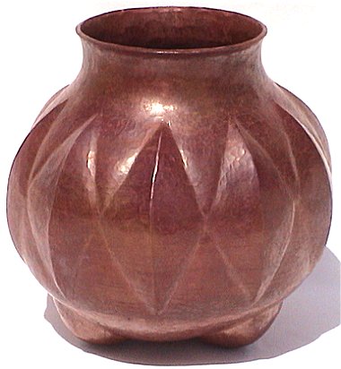 Hammered Round Diamonds Copper Vase