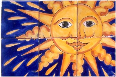 Sun II. Clay Talavera Tile Mural