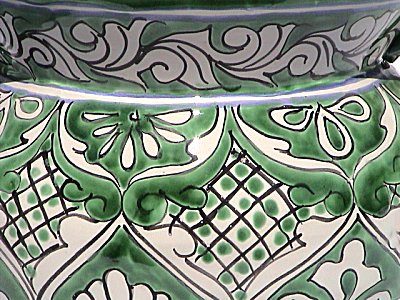 White/Green Talavera Ceramic Pot