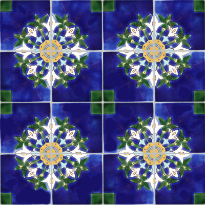 Alhambra Blue Lily Talavera Mexican Tile
